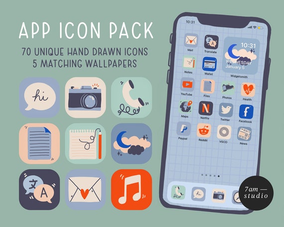 APP ICON PACK Cute Ios Icons App Icon Bundle Ios 14-15 - Etsy