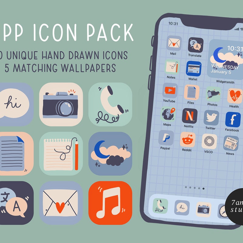 Blue App Icon Pack - Etsy