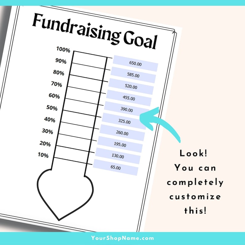 Fundraising Goal Tracker Printable Donation Goal Tracker Fillable