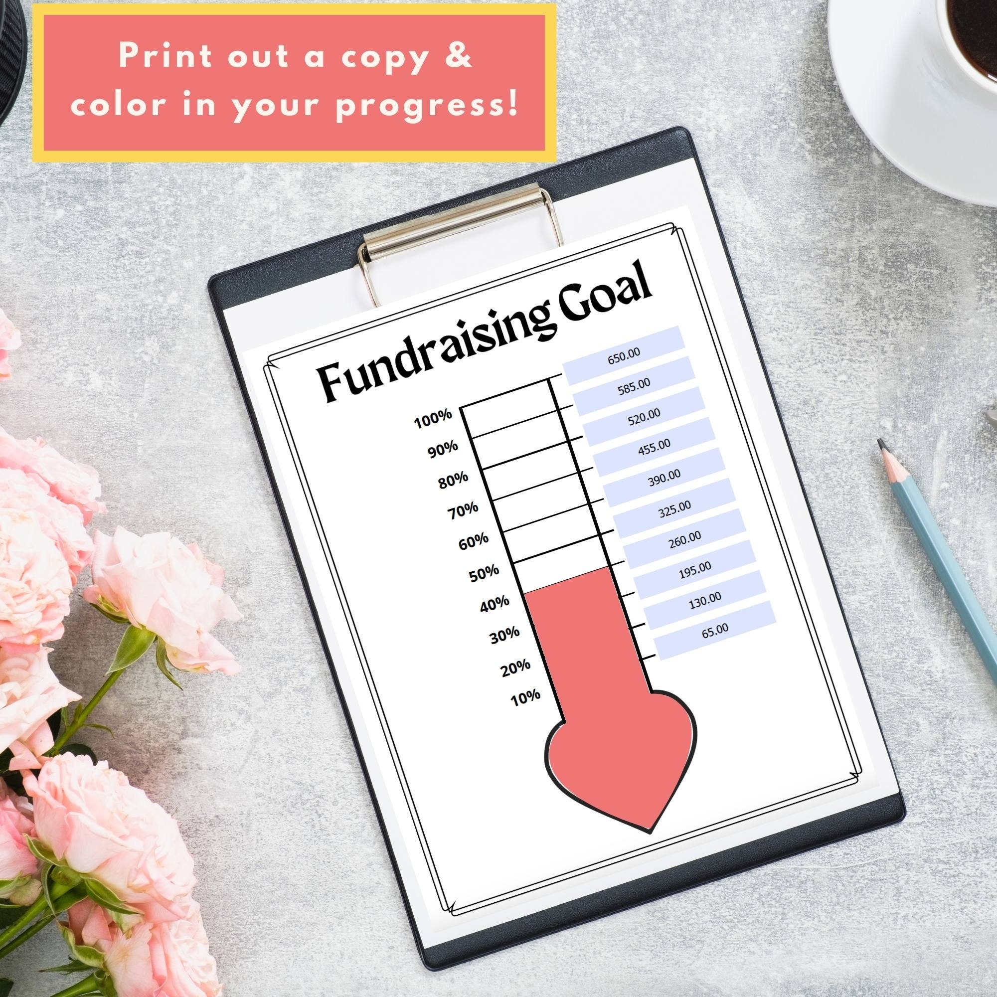 Fundraising Goal Tracker Printable, Donation Goal Tracker, Fillable ...