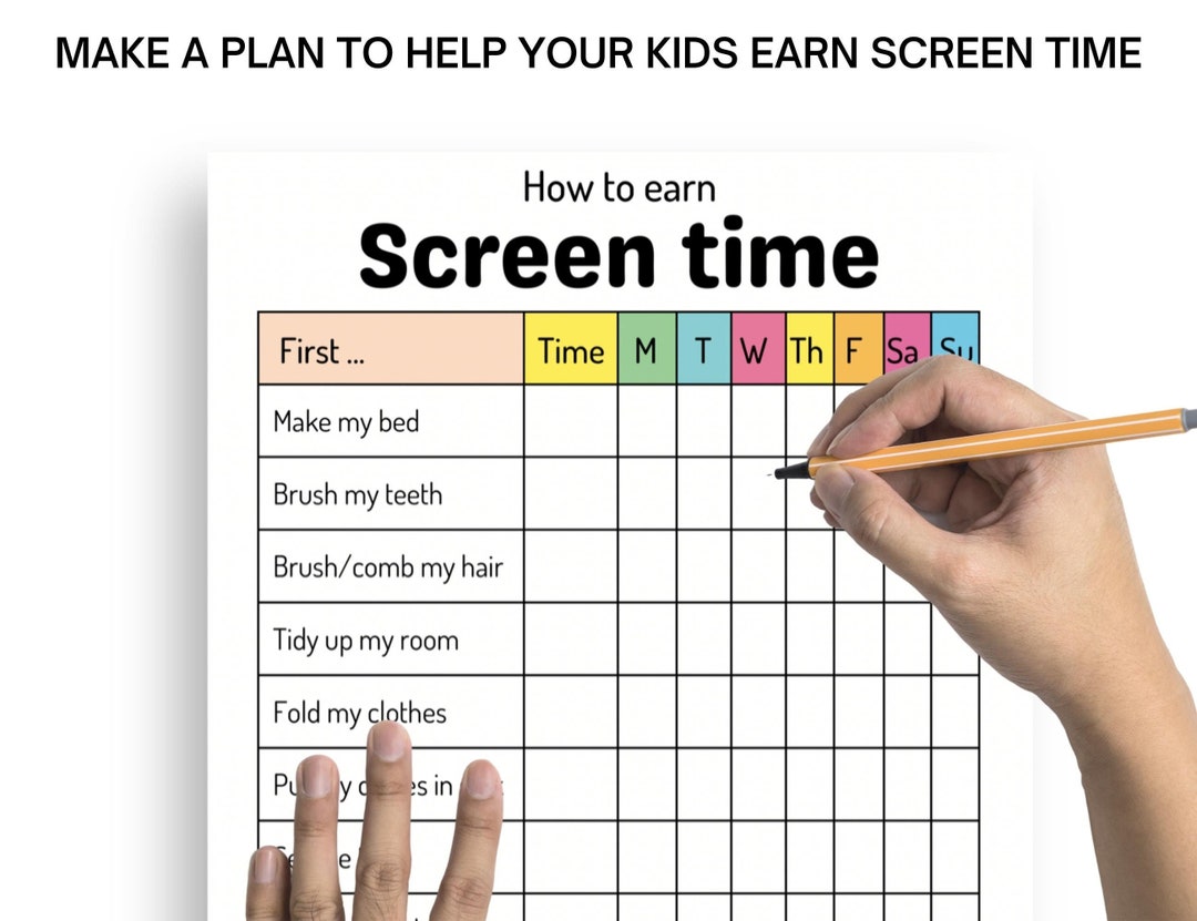 Chores for Screen Time Checklist, Screen Time Rules, Screen Time ...