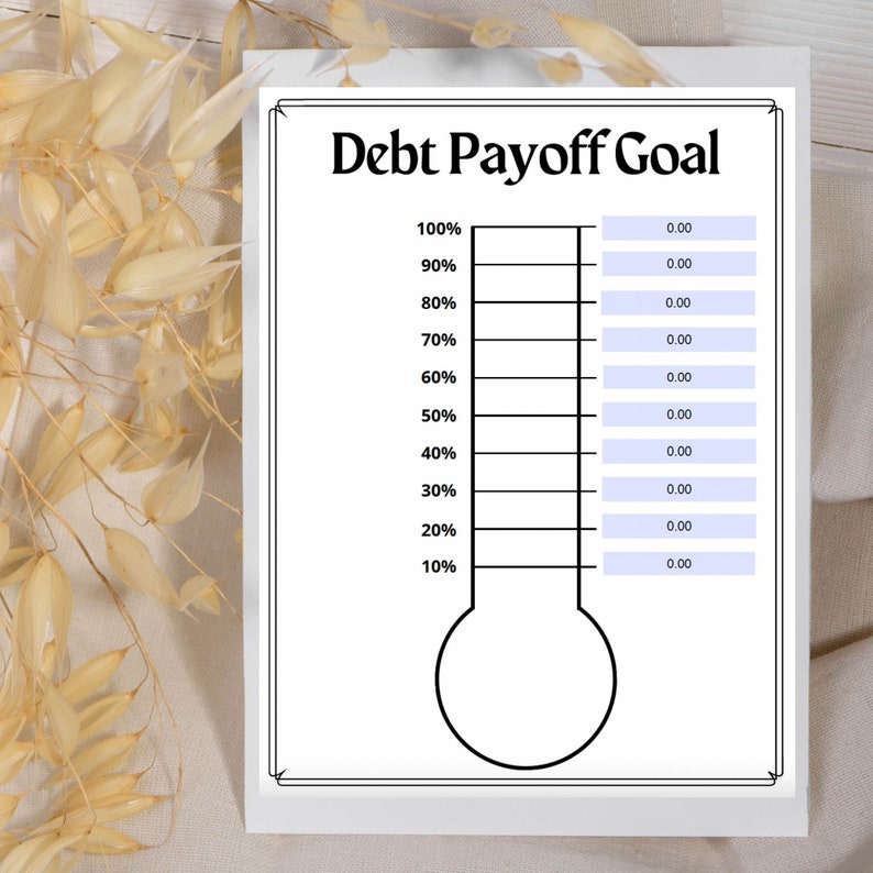 Debt Payoff Goal Tracker Printable, Fillable Debt Payoff Thermometer ...