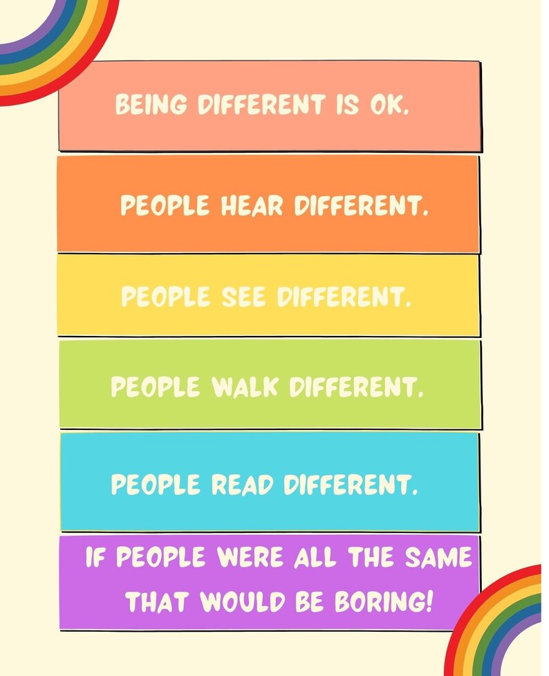 Printable Classroom Special Needs Poster, Being Different is OK, Boho ...