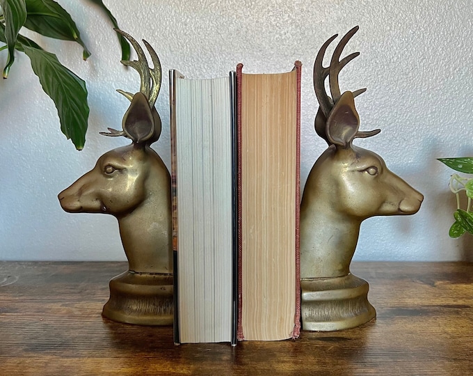 Vintage Brass Deer Bookends - Solid Brass, Cottage Core, Farmhouse ...