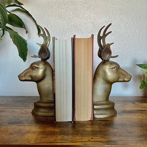 Vintage Brass Deer Bookends Solid Brass, Cottage Core, Farmhouse ...