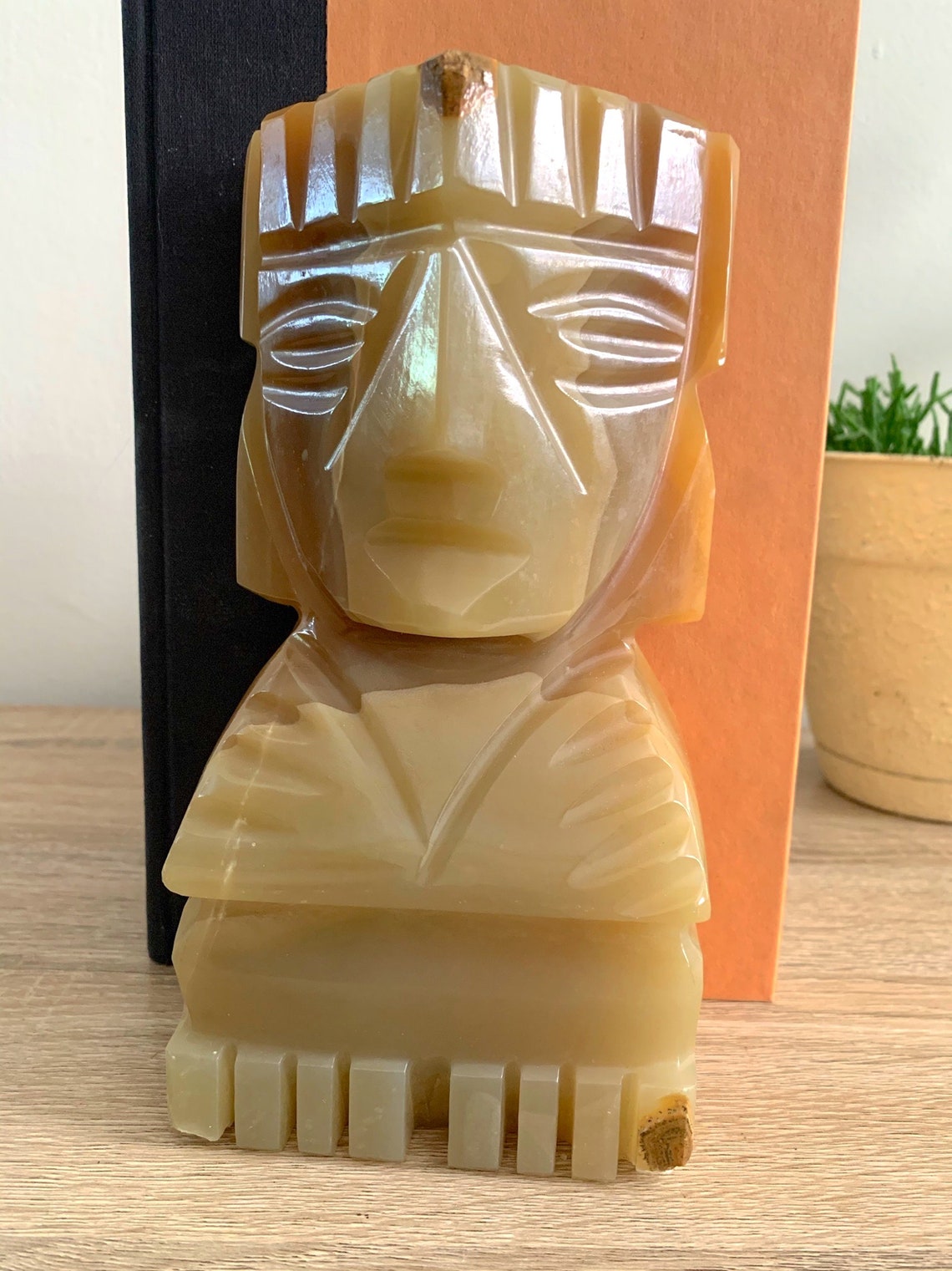 Vintage Onyx Totem Bookends Aztec Design Stone Bookends - Etsy
