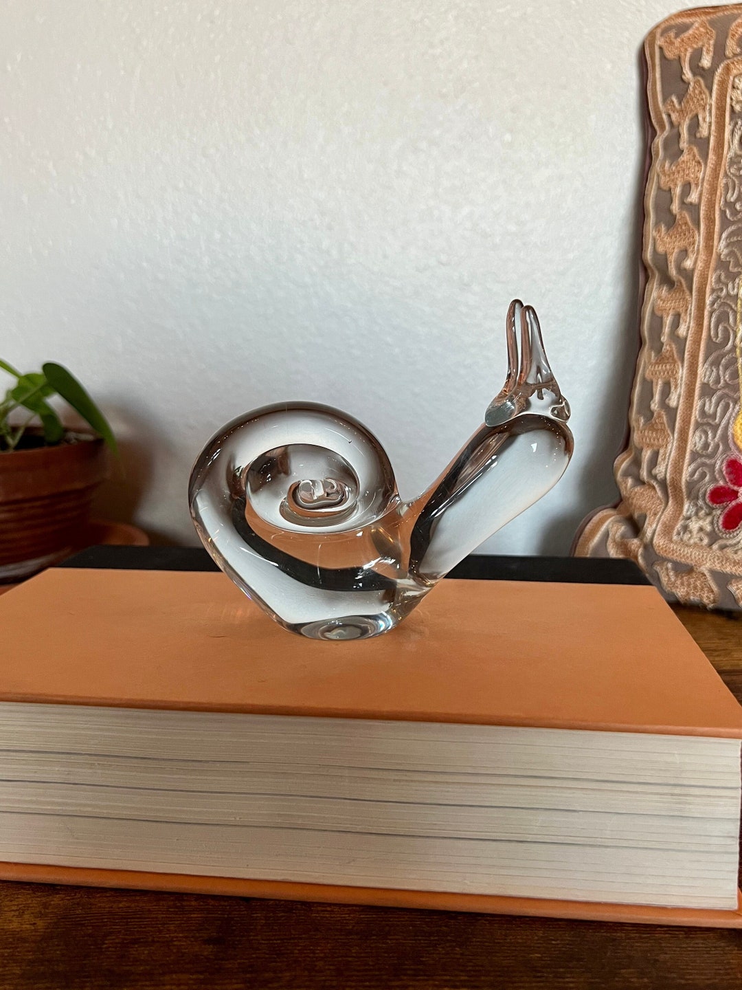 Vintage Glass Snail Paperweight - Glass Animal, Glass Snail, Glass ...