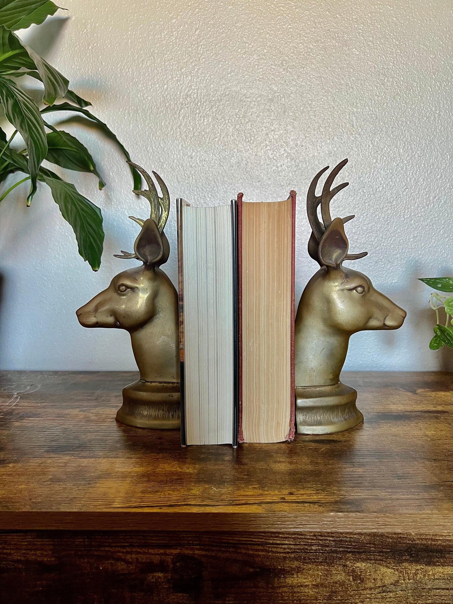 Vintage Brass Deer Bookends Solid Brass, Cottage Core, Farmhouse ...