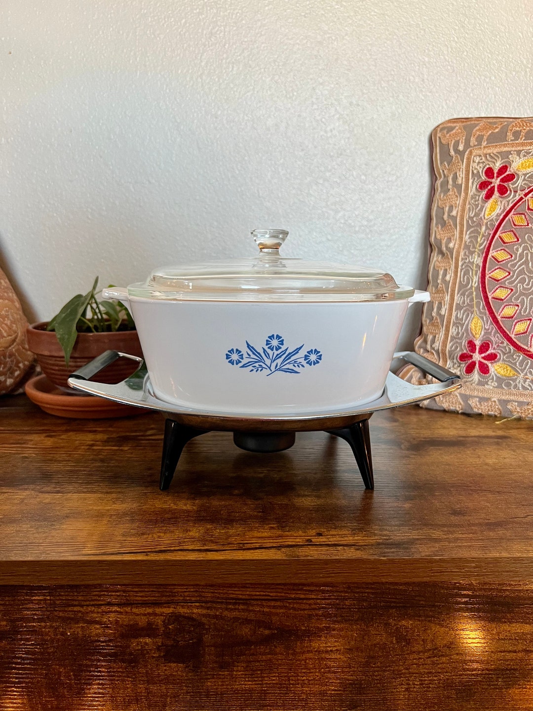 Vintage Corningware Baking Dish With Candle Warmer - P-40, Kitchenware ...