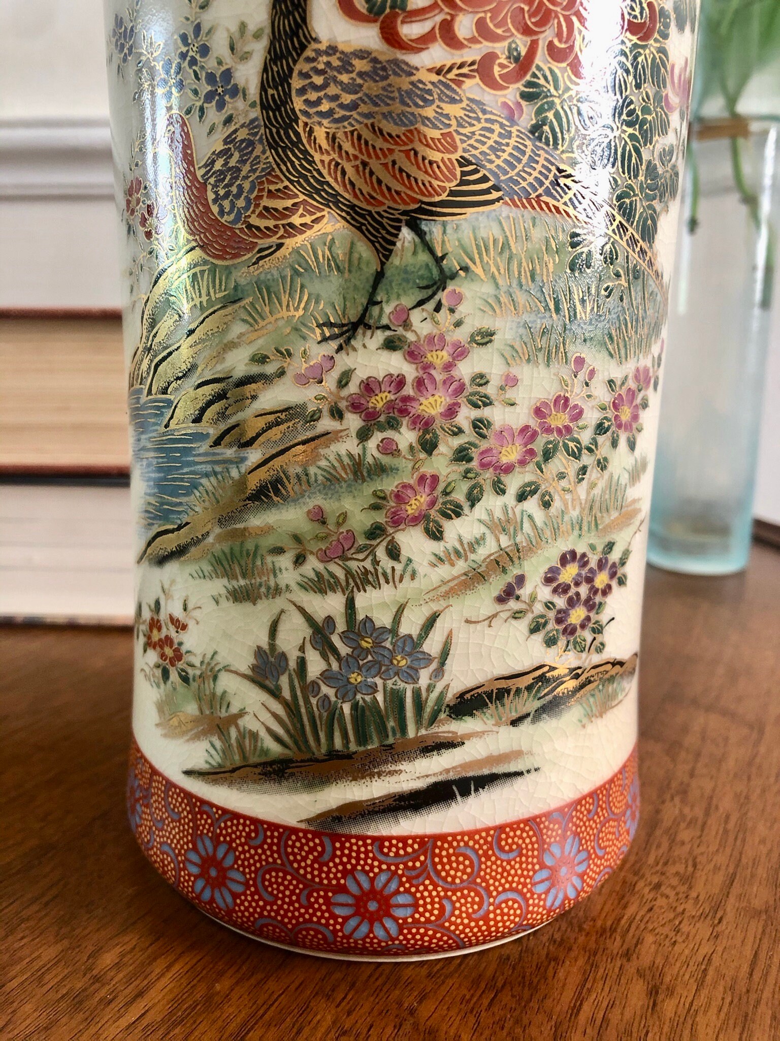Vintage Hand Painted Japanese Bud Vase Toyo Vase, Asian Decor, Peacock ... Vintage Hand Painted Japanese Bud Vase Toyo Vase, Asian Decor, Peacock ...