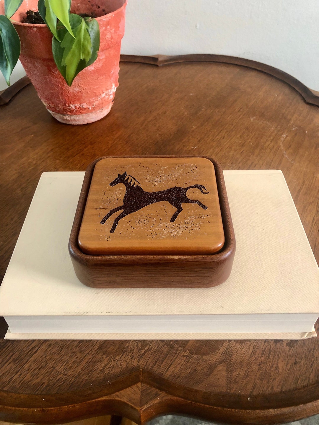Vintage Wood Horse Jewelry Box - Running Horse Box, Kid's Jewelry Box ...