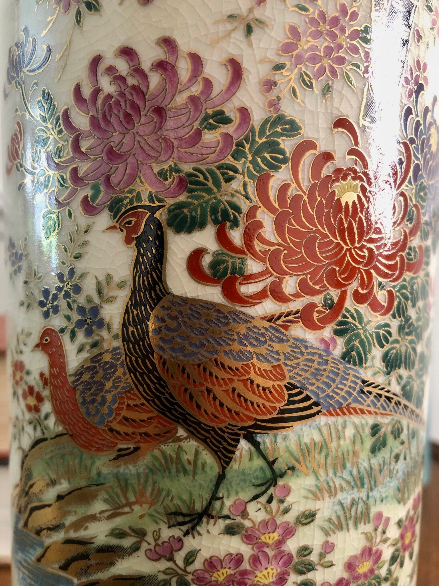 Vintage Hand Painted Japanese Bud Vase Toyo Vase, Asian Decor, Peacock ...