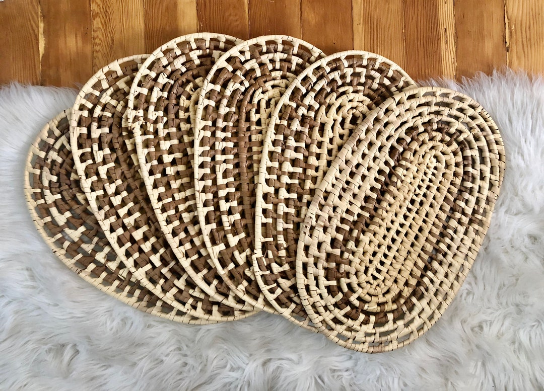 Vintage Boho Woven Placemat Set (6) - Napperons en rotin, vaisselle ...