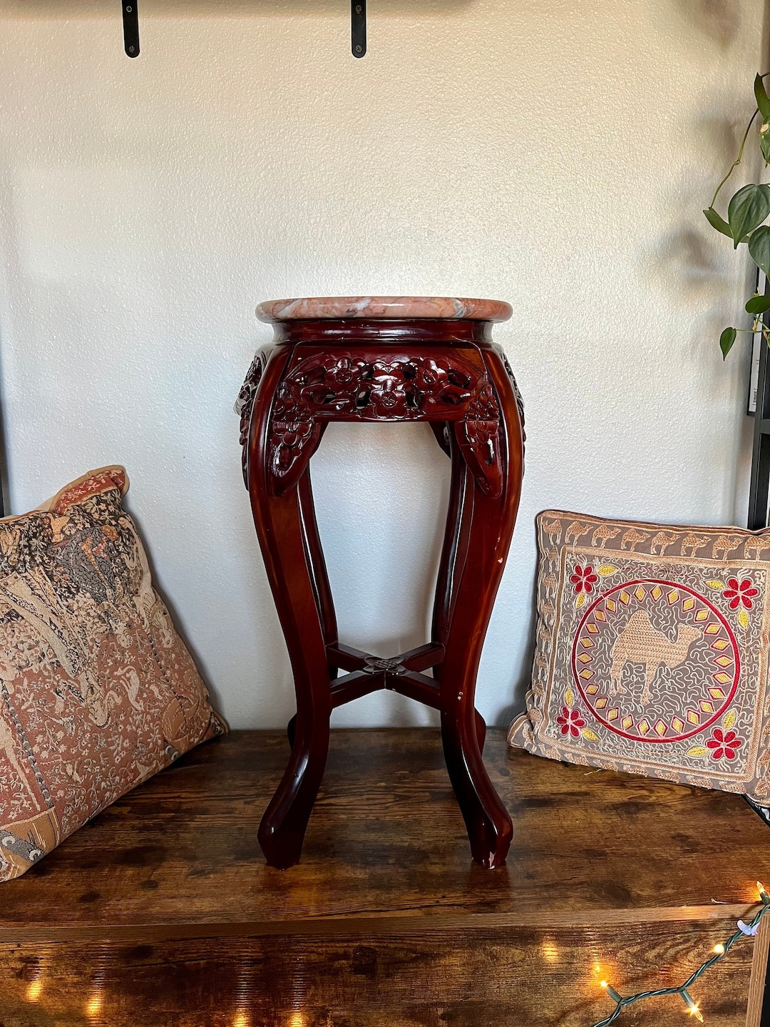 Vintage Chinese Rosewood Side Table - Chinoiserie, Hand Carved Side ...