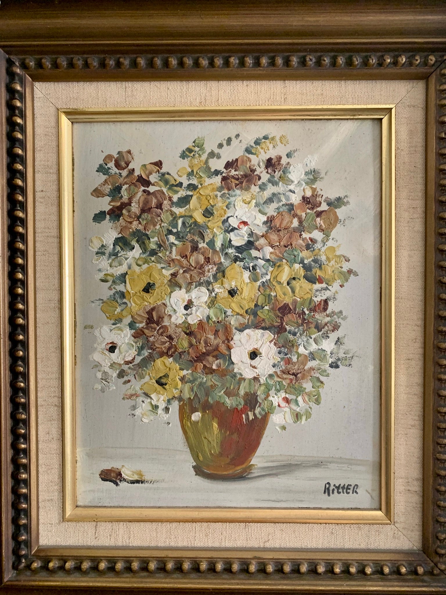 Vintage Bouquet Oil Painting Leo Ritter, Floral Painting, Original Art ...
