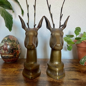 Vintage Brass Deer Bookends Solid Brass, Cottage Core, Farmhouse ...