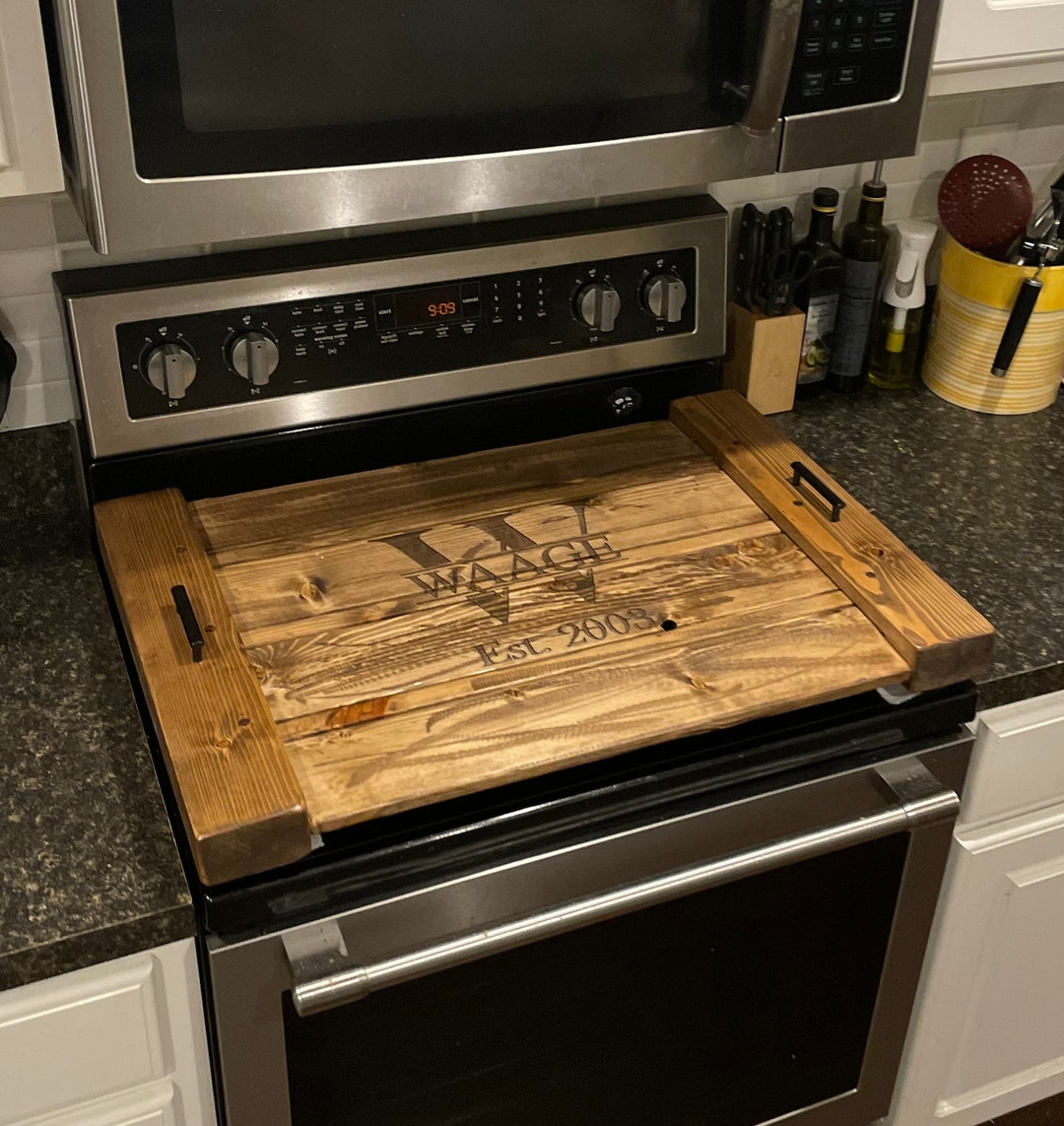 Rustic Wood Stove Cover: Monogrammed Farmhouse Noodle Board - Etsy