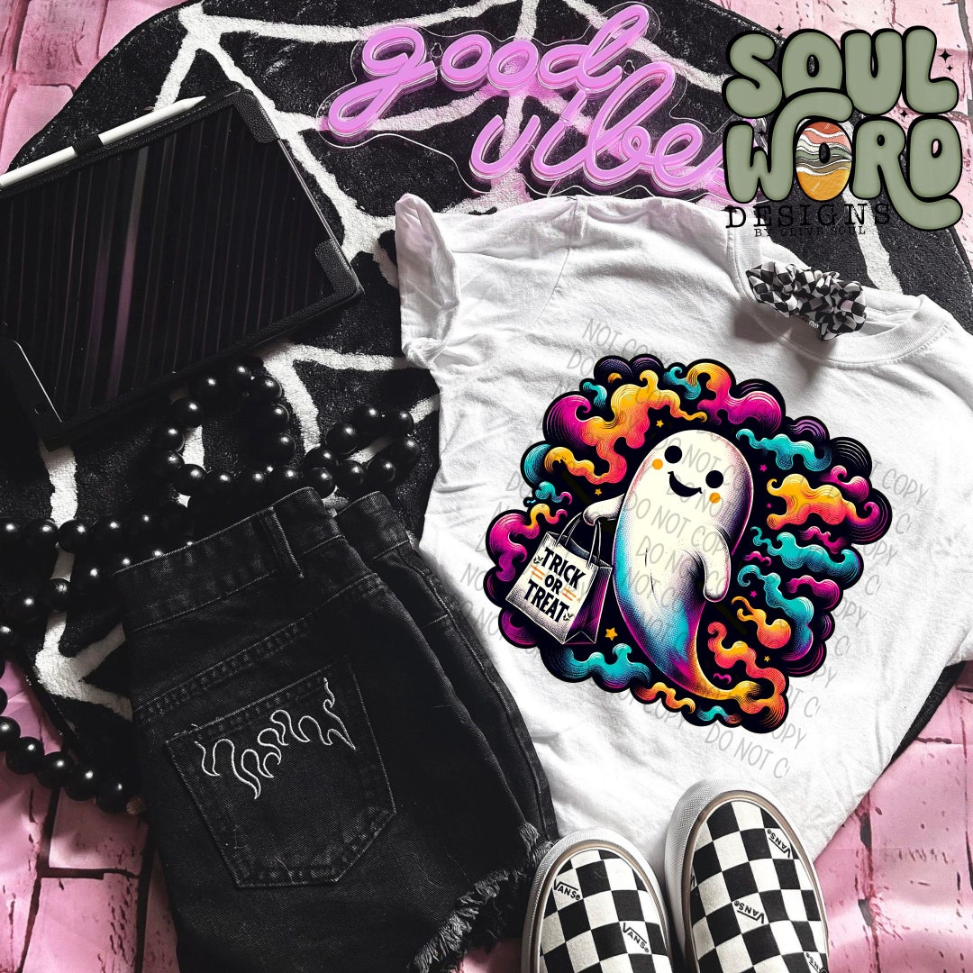Trick or Treat Ghost Swirls Sublimation Design, Halloween Design for ...