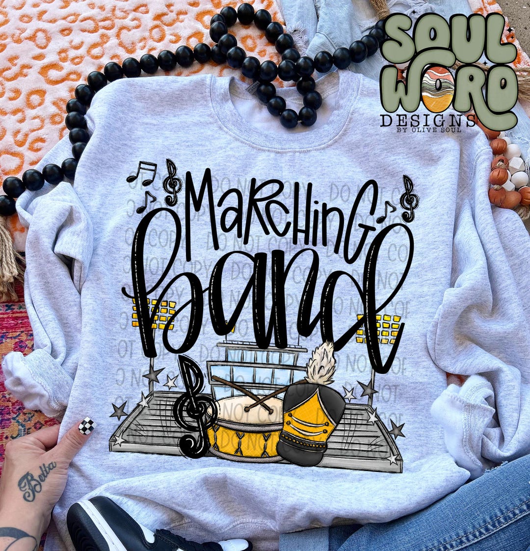 Marching Band Athletic Gold Sublimation Design, Sports/marching Band ...
