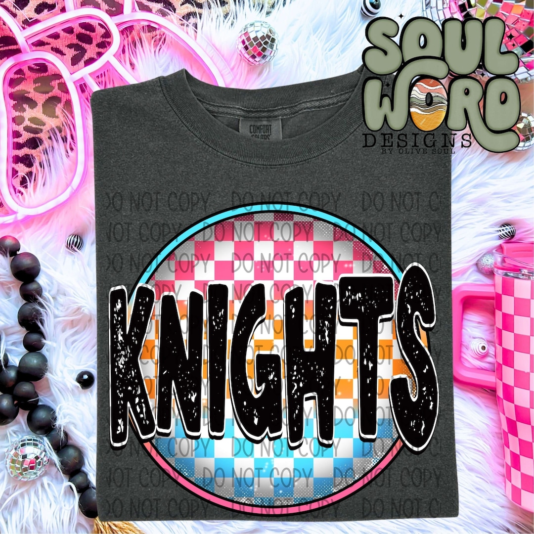 Knights Checker Circle Mascot Name Sublimation Design, Sports ...