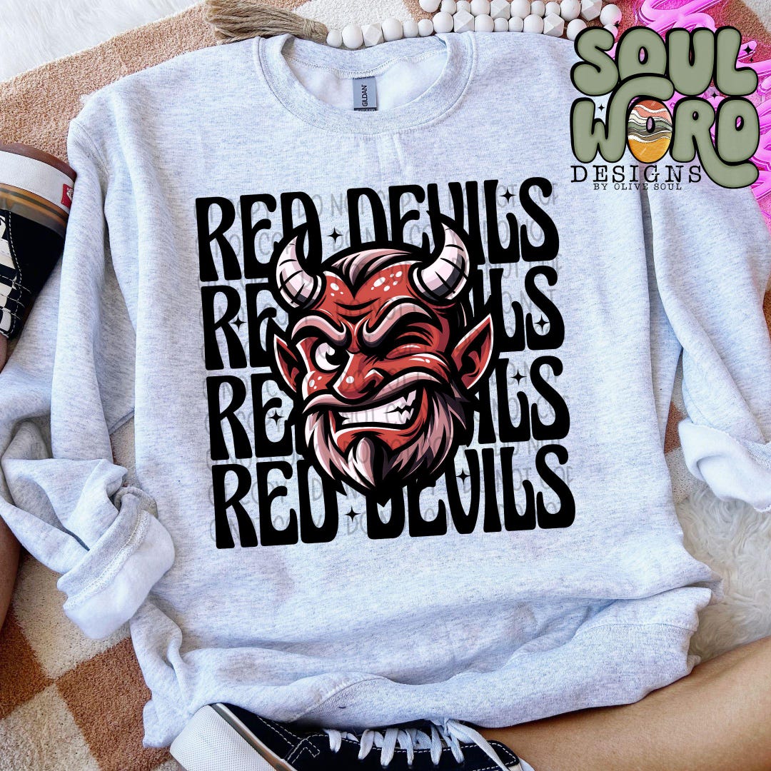 Red Devils Winking Mascot Sublimation Design, Sports Sublimation, PNG ...