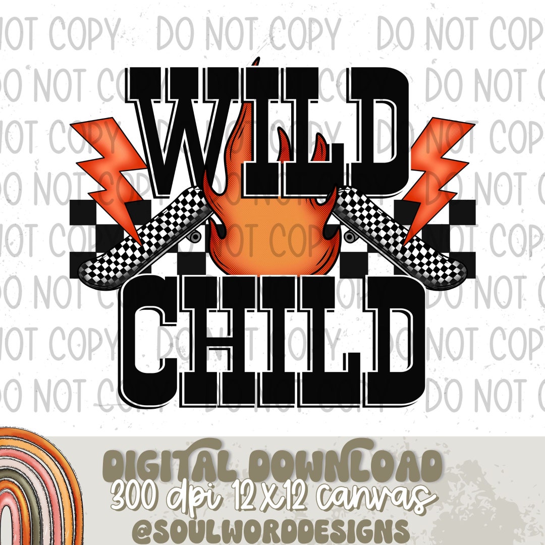 Wild Child Orange Sublimation Design, Rock & Roll Design for ...