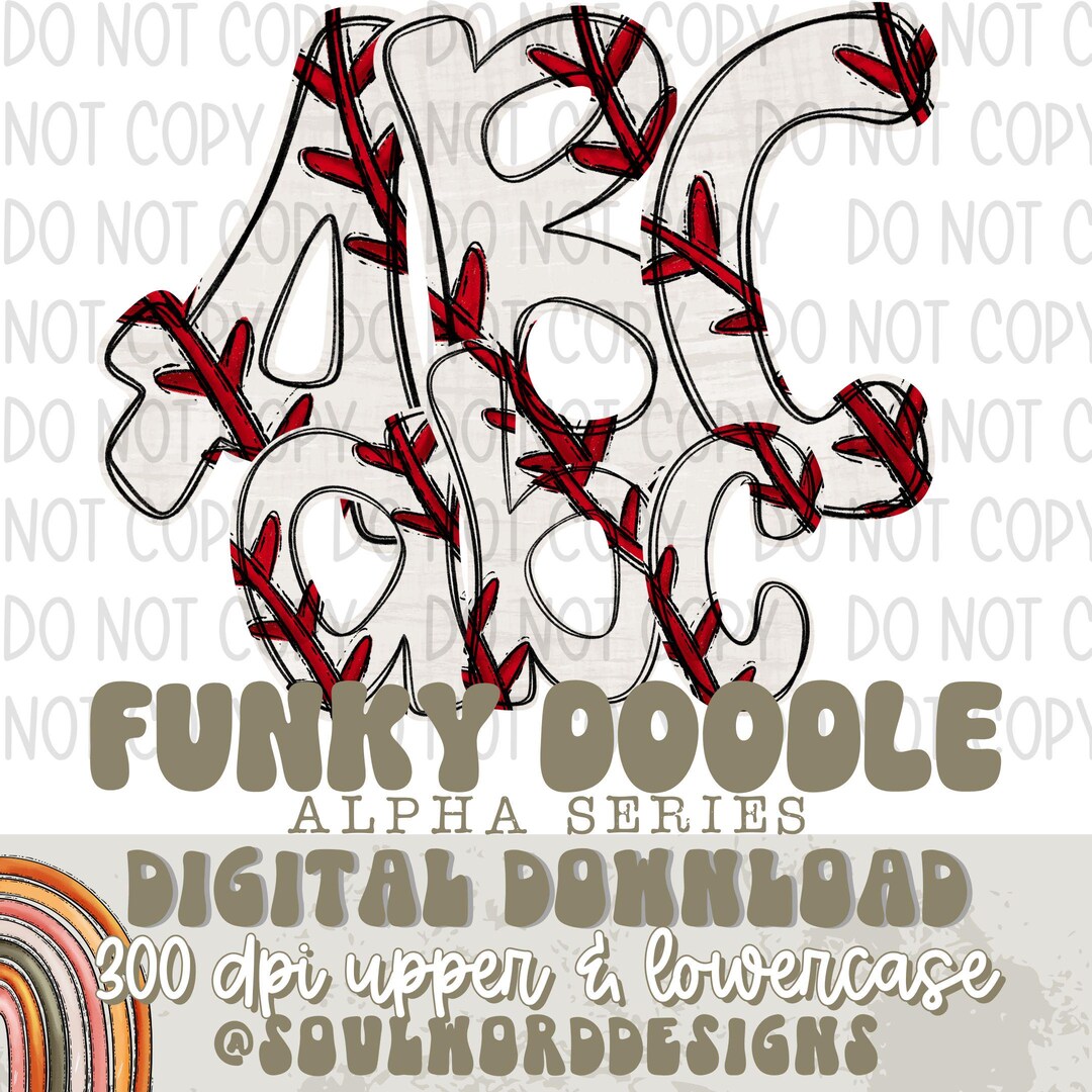 Funky Doodle Baseball Laces Digital Alpha Set, Alphas for Creators ...