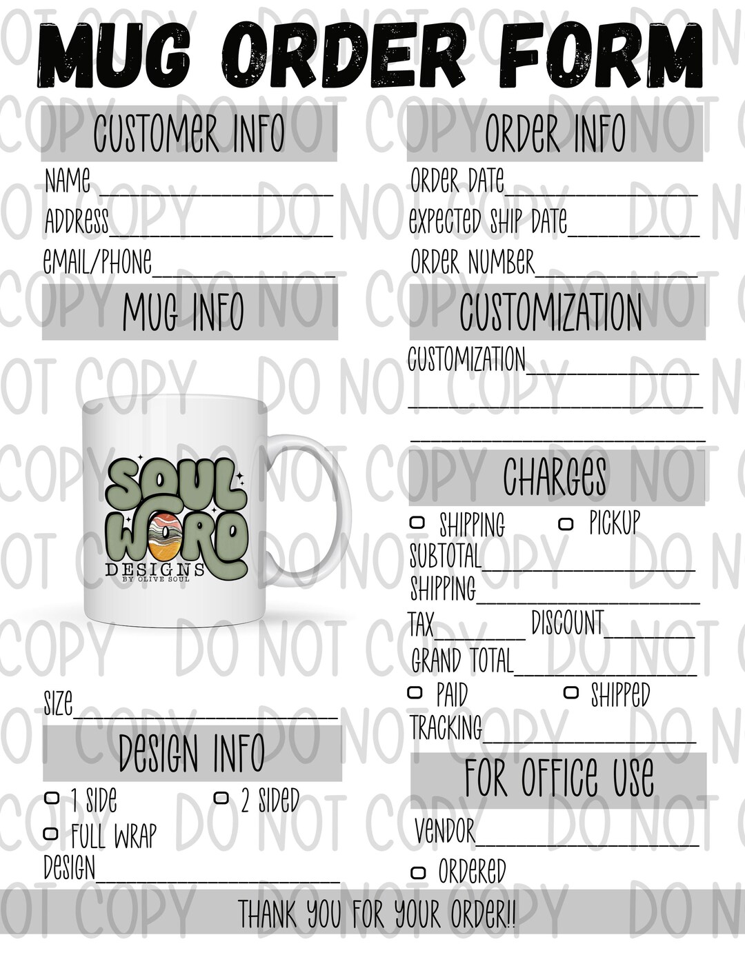 Mug Order Form - BLACK - Etsy