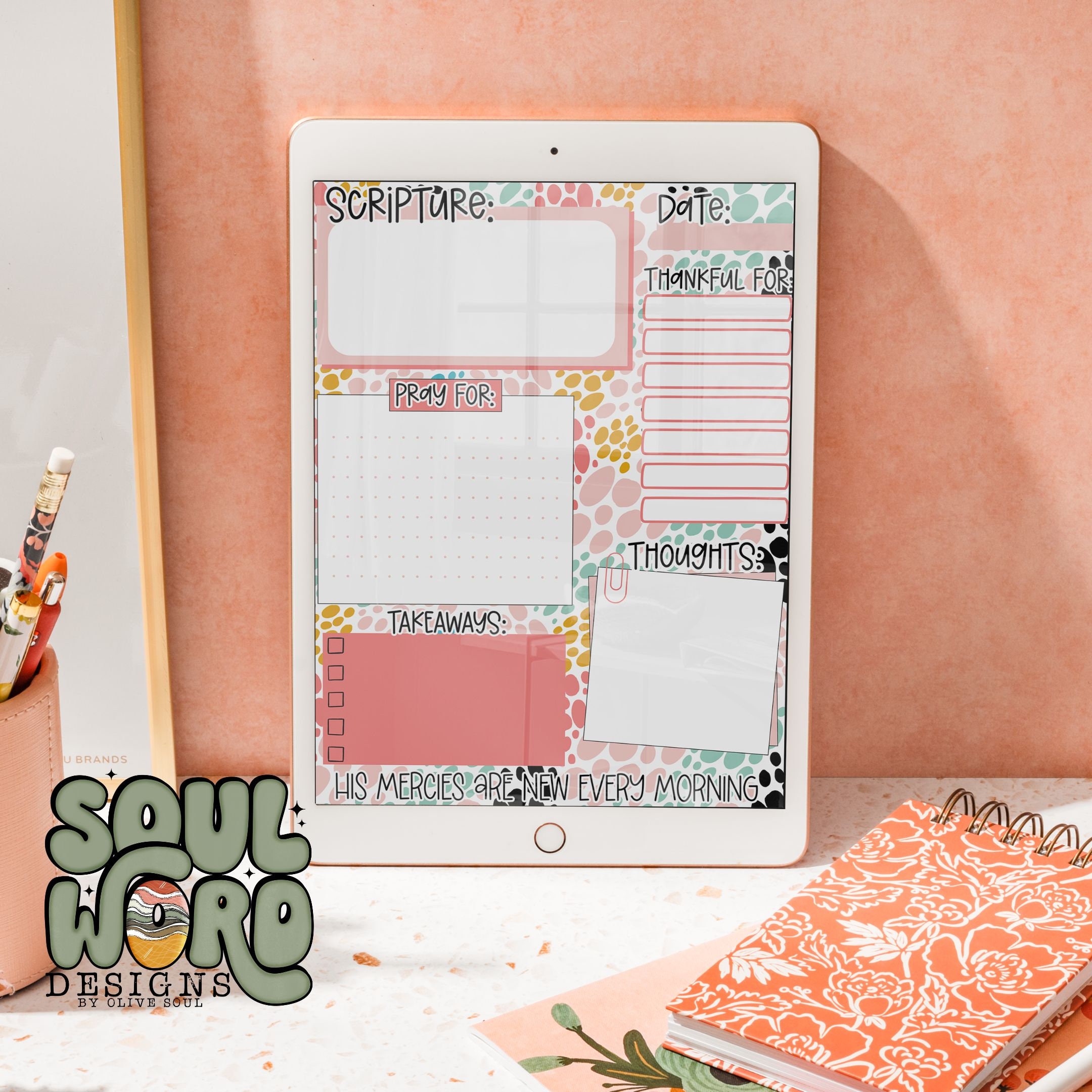Abstract Prayer Journal Digital Page Design, Faith Design for Notepads ...