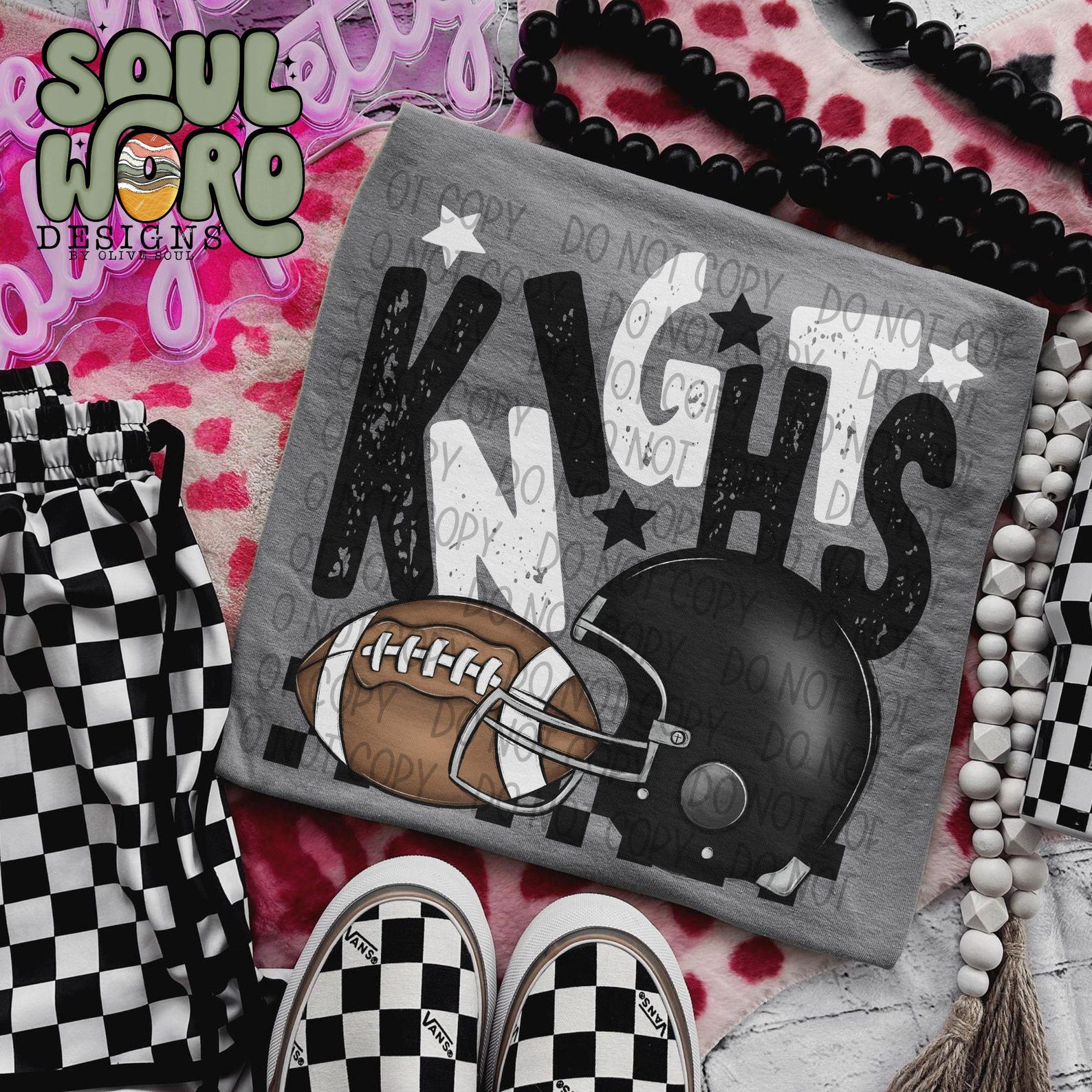 Knights Black/white Football & Helmet Sublimation Design, Sports ...