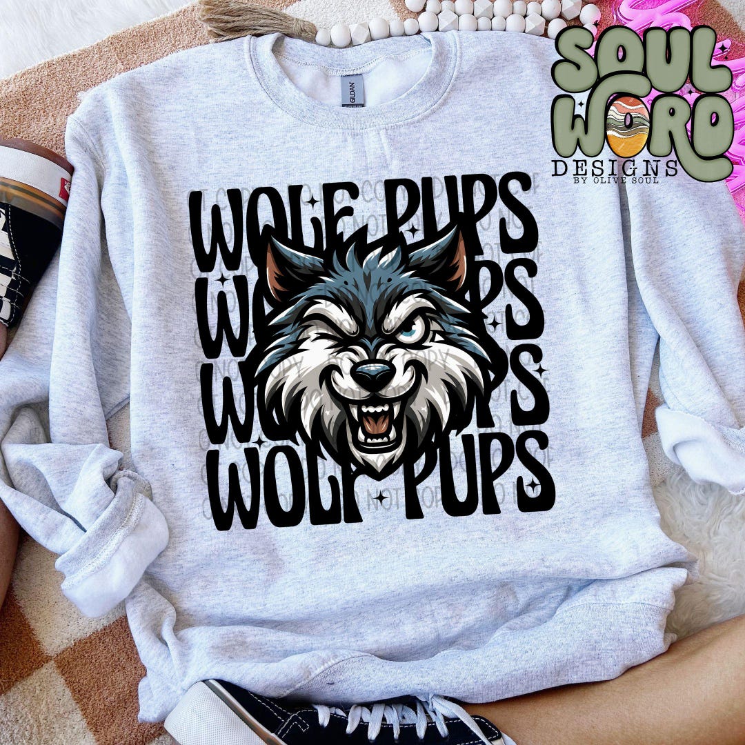 Wolf Pups Winking Mascot Sublimation Design, Sports Sublimation, PNG ...