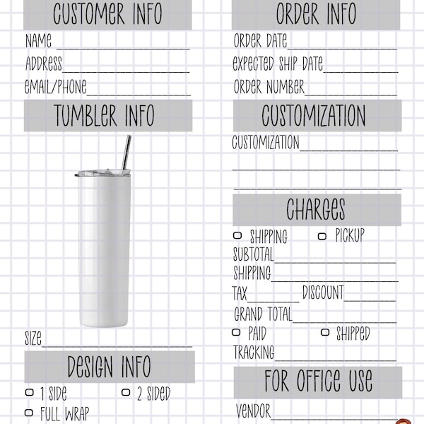 Tumbler Order Form - Etsy