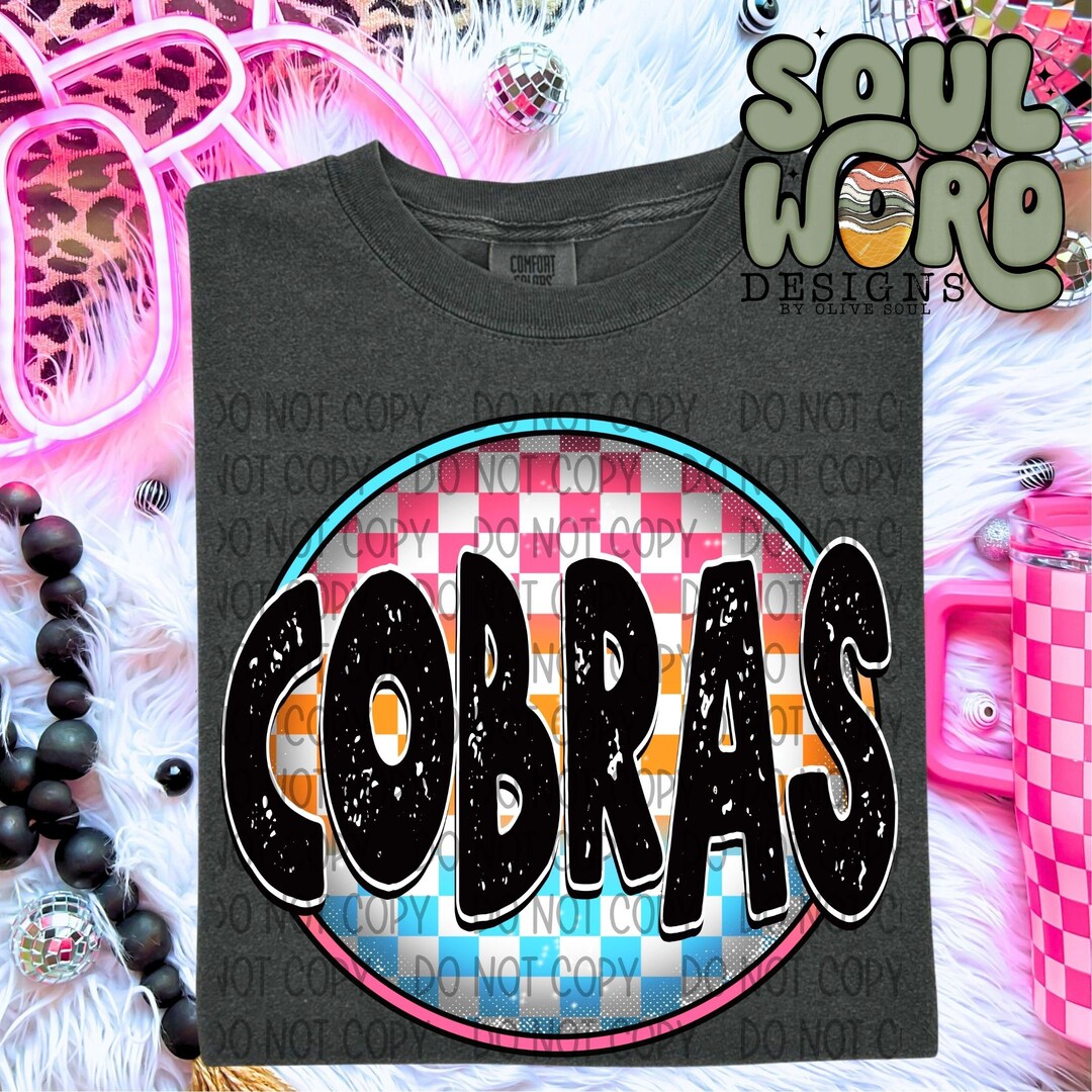 Cobras Checker Circle Mascot Name Sublimation Design, Sports ...
