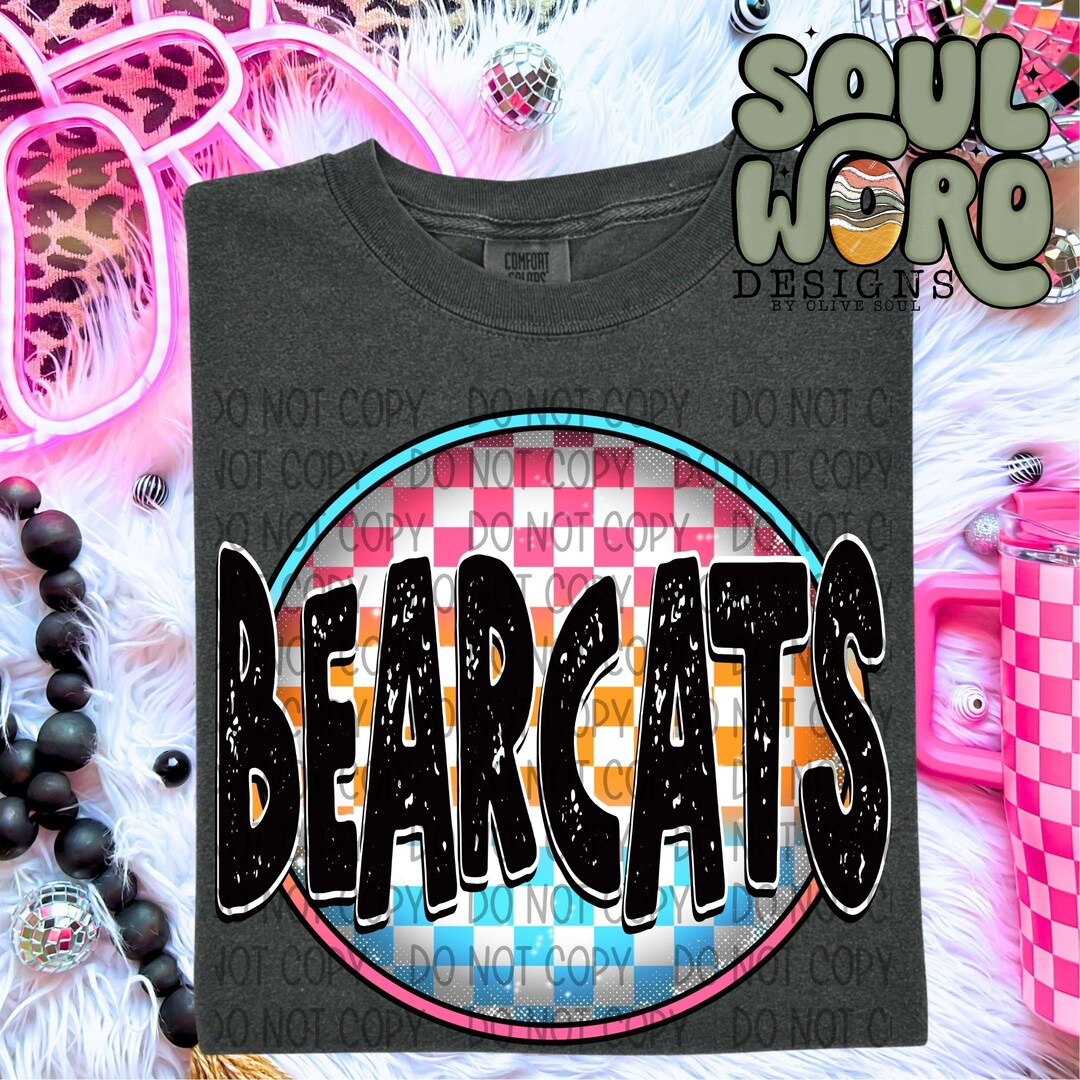 Bearcats Checker Circle Mascot Name Sublimation Design, Sports ...