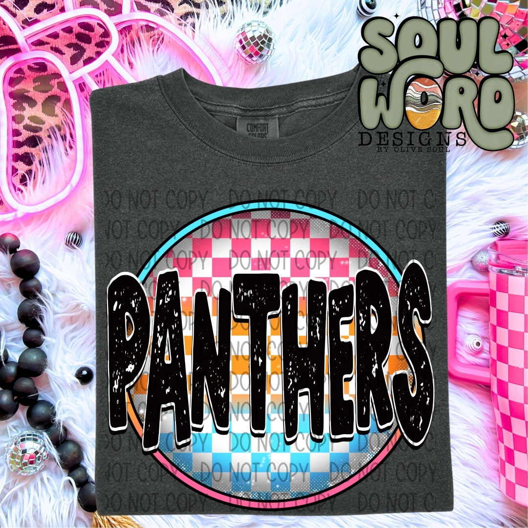 Panthers Checker Circle Mascot Name Sublimation Design, Sports ...