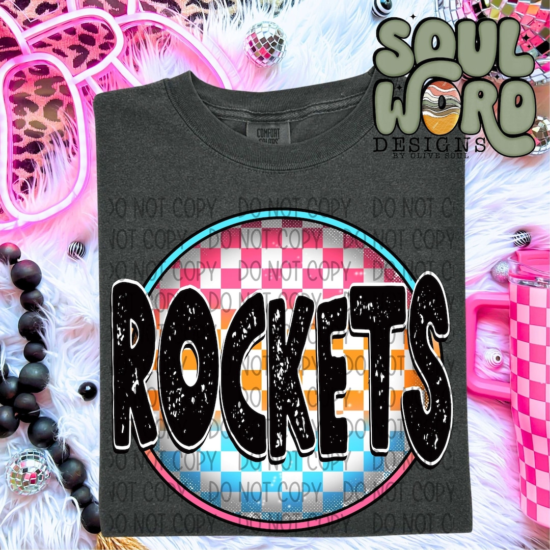 Rockets Checker Circle Mascot Name Sublimation Design, Sports ...