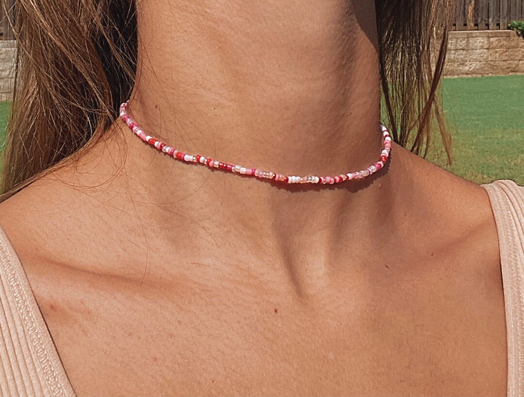 Pink Toned Basic Seed Bead Necklace - Etsy