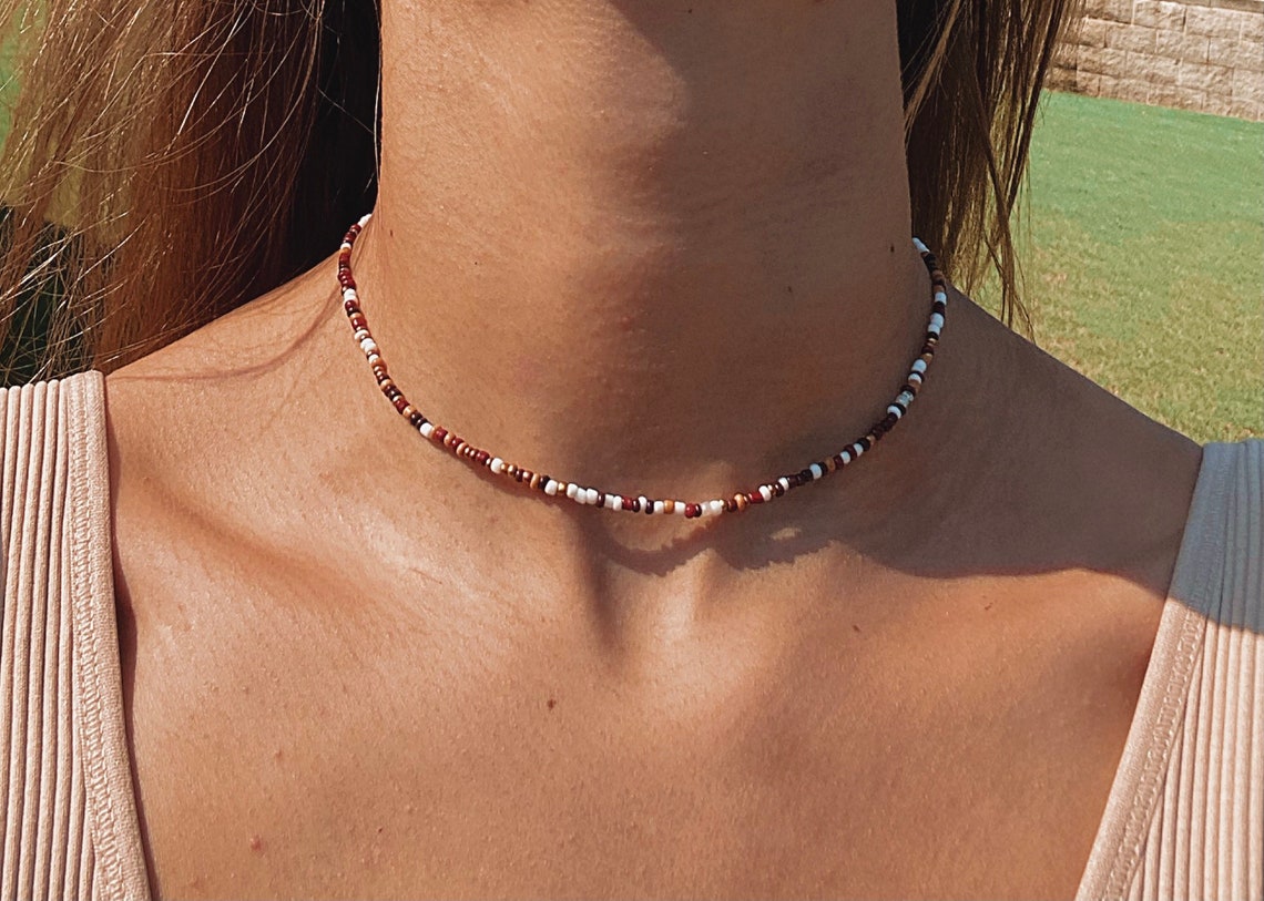 Multi-toned Brown Seed Bead Necklace - Etsy