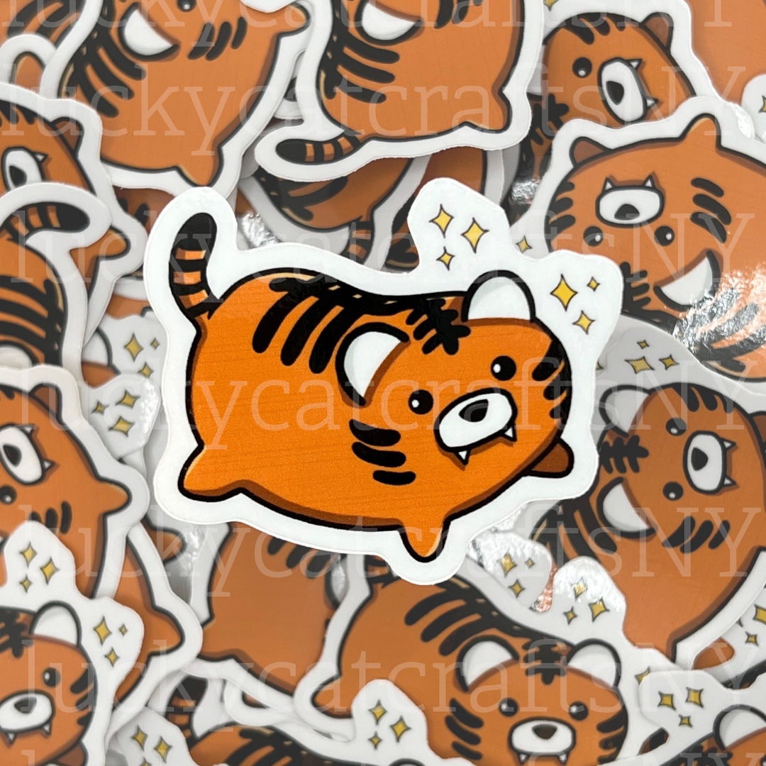 Happy Chonky Tiger Sticker, Chubby Tiger - Etsy