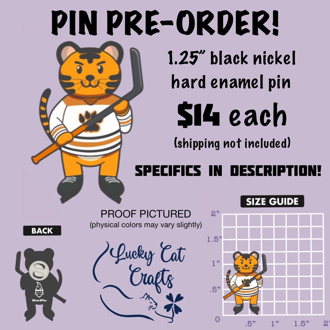 Hockey Tiger Enamel Pin Pre-order - Etsy