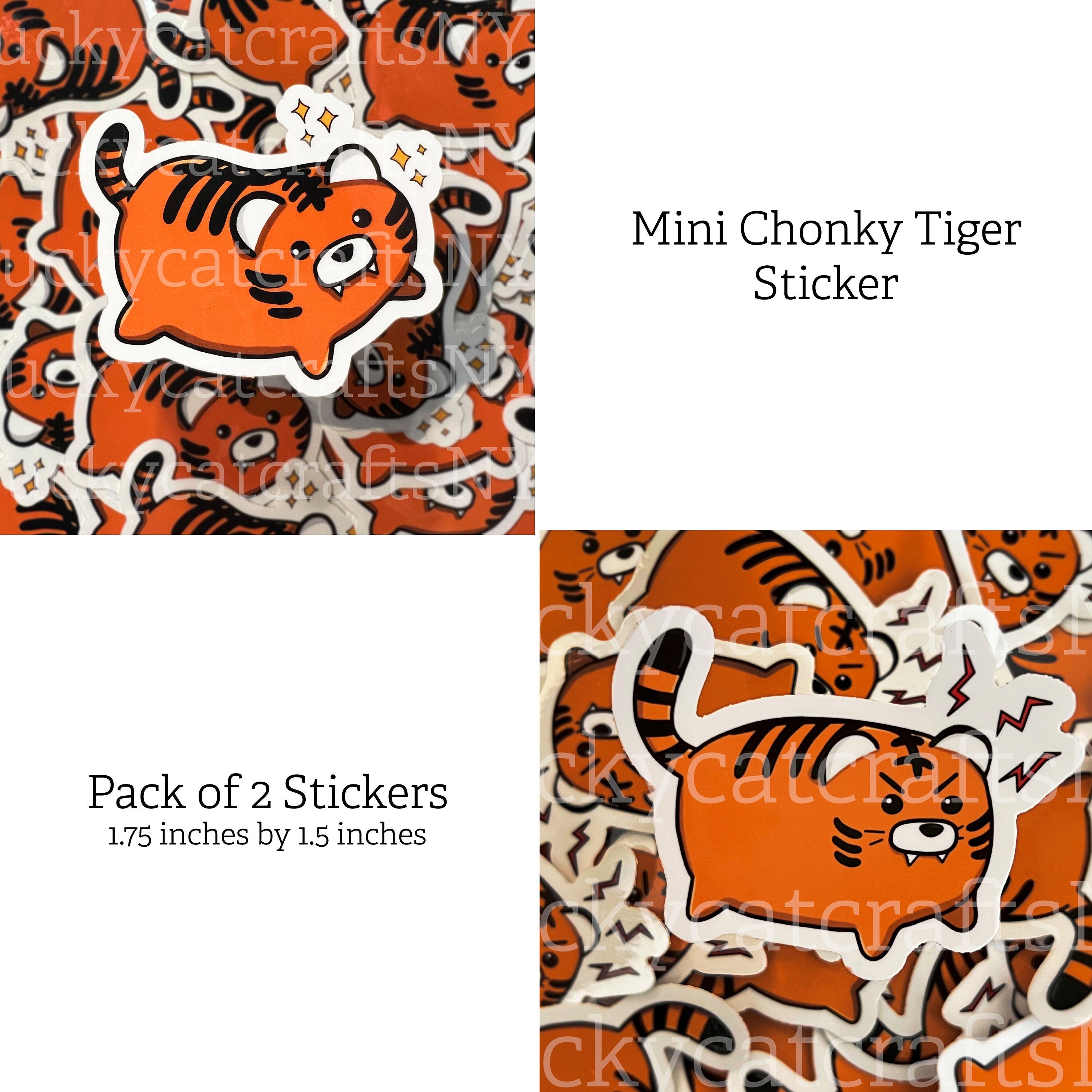 Mini Chonky Tiger Sticker, Chubby Tiger - Etsy