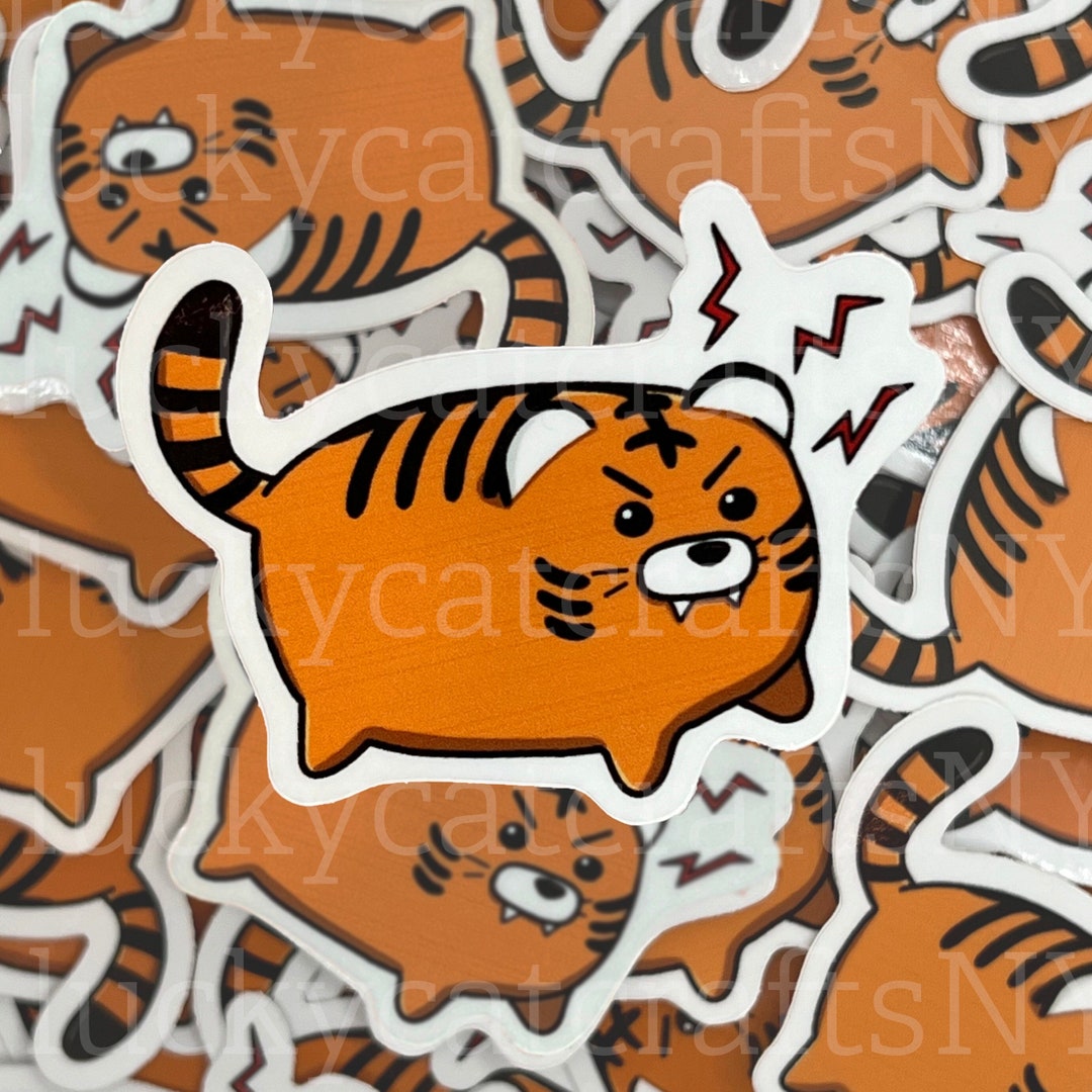 Angry Chonky Tiger Sticker, Chubby Tiger - Etsy
