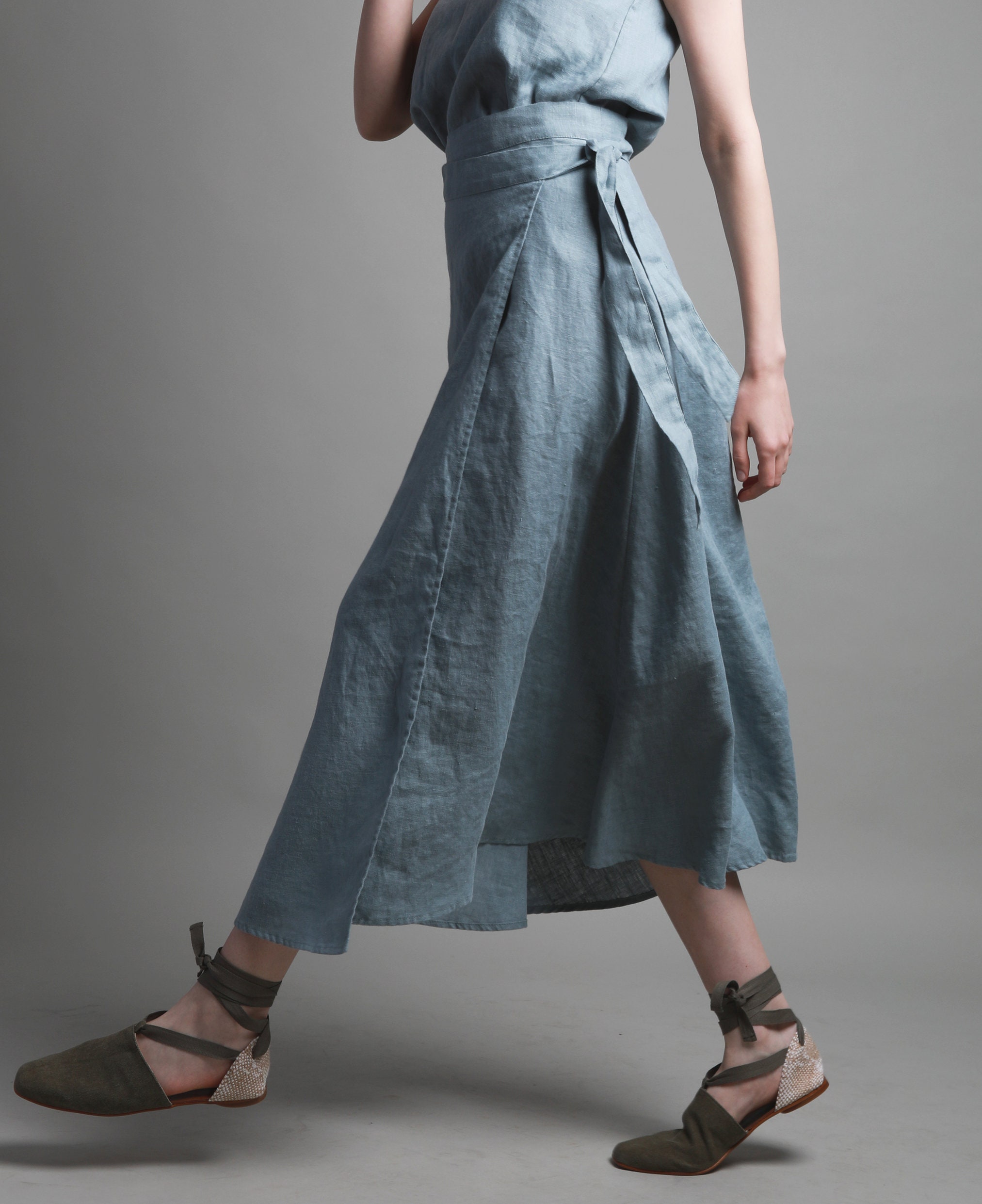 NOLA Maxi Linen Wrap Around Skirt, Walking Skirt, Bridesmaid Skirt ...