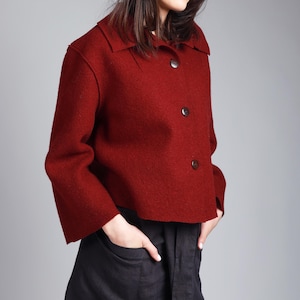 FRANKIE Cropped Unlined Boiled Wool Cape Cardigan, Fall/spring Clothing ...