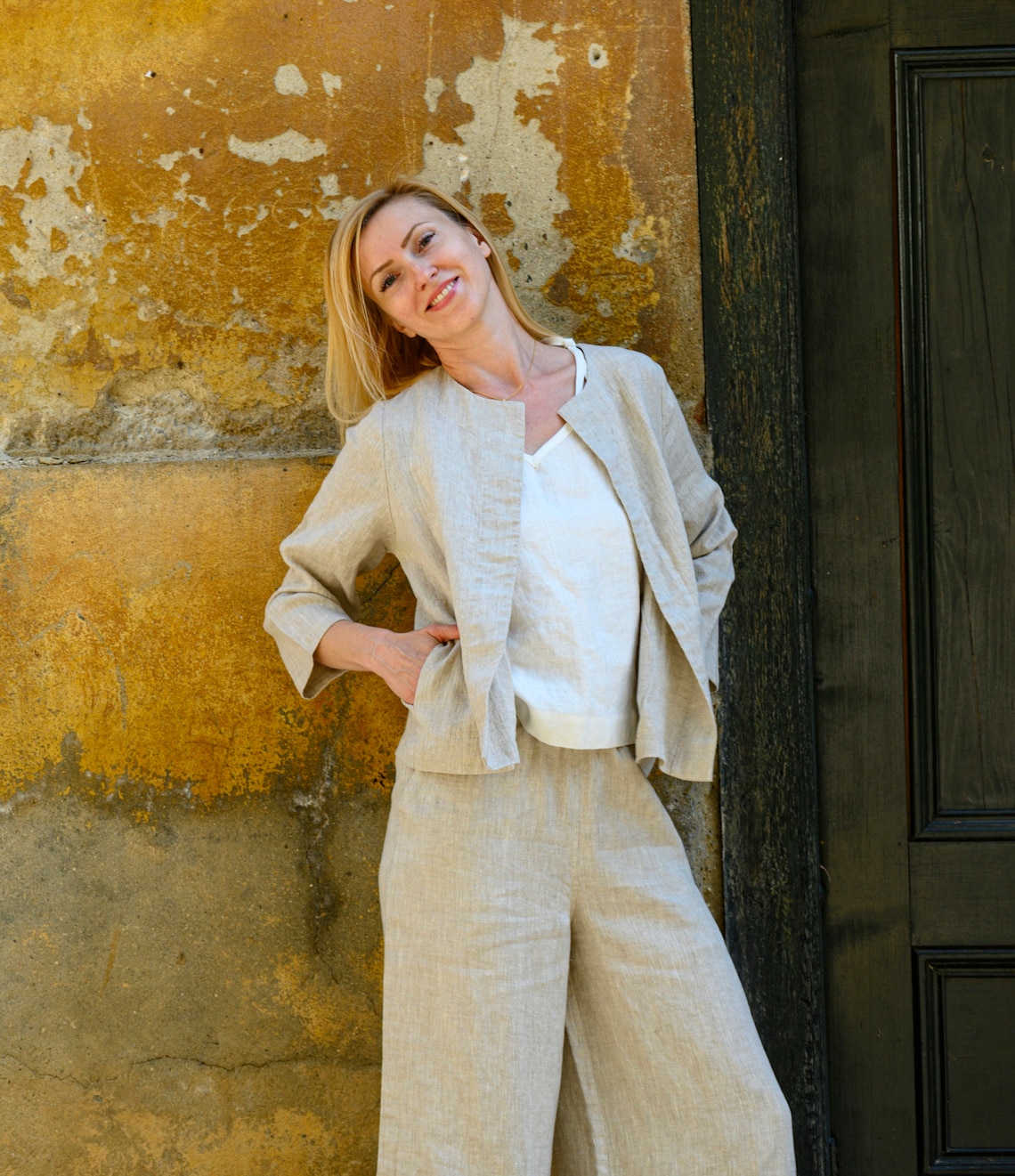 Light Linen Cardigan Linen Buttonless Shirt Summer Linen - Etsy