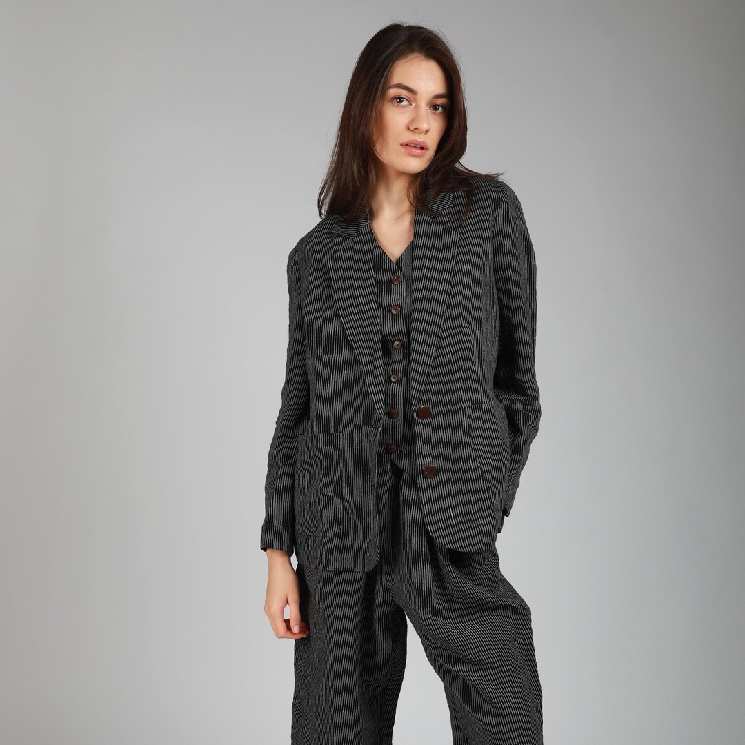 SUNSET Unlined Fitted Silhouette Linen Blazer, No Lining Casual Elegant ...
