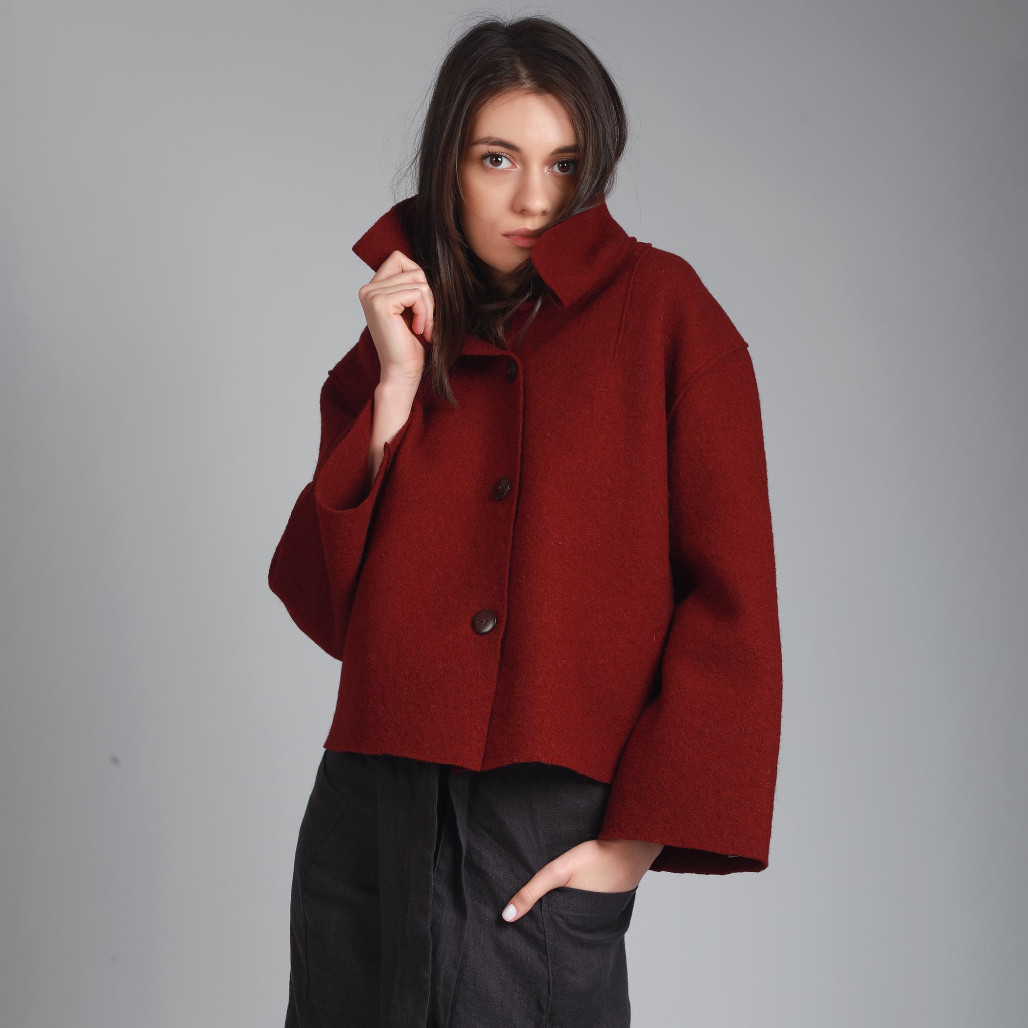 FRANKIE Cropped Unlined Boiled Wool Cape Cardigan, Fall/spring Clothing ...