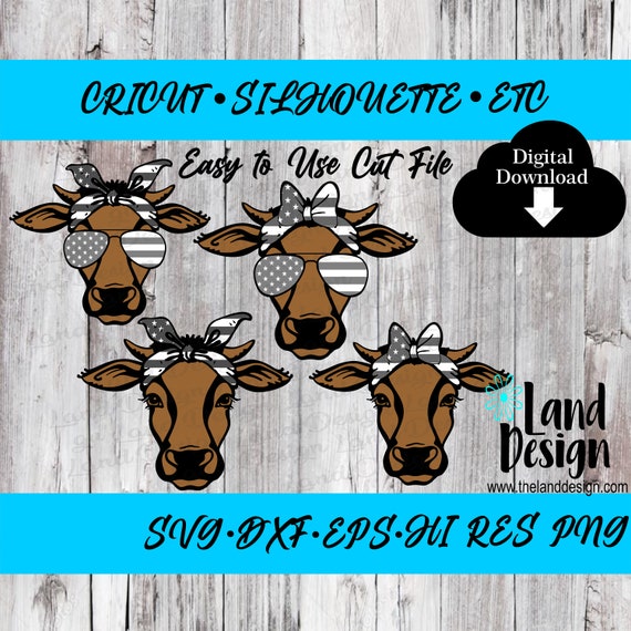 Heifer Svg Cow Bundle American Flag Subdued Gray Cricut | Etsy