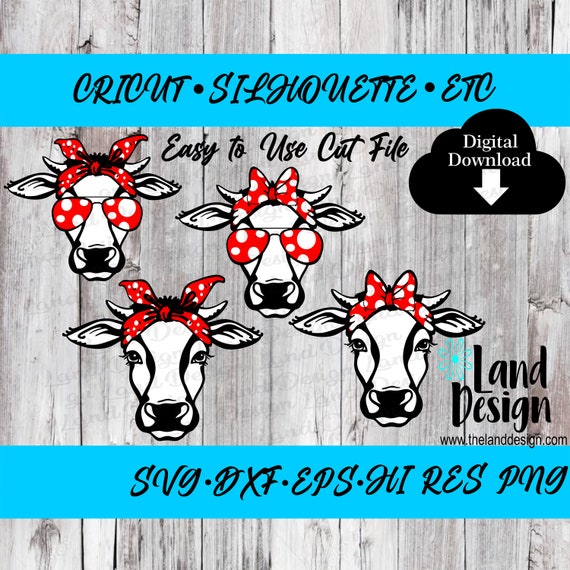 Heifer Svg Cow Polka Dot Bandana Bow Glasses Bundle - Etsy