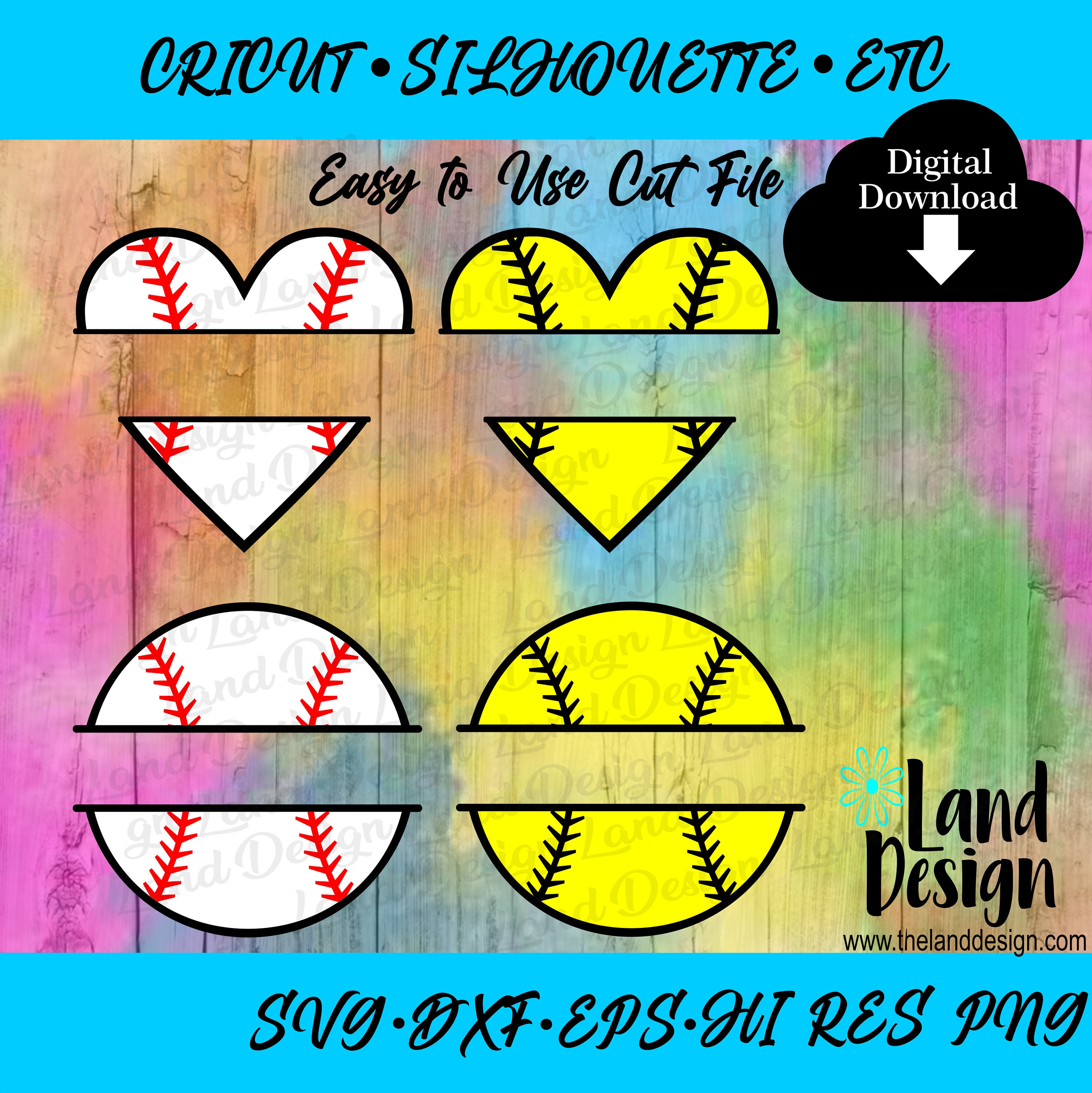 Baseball Cut File, Softball Svg, Split Design, Customizable, Cricut ...